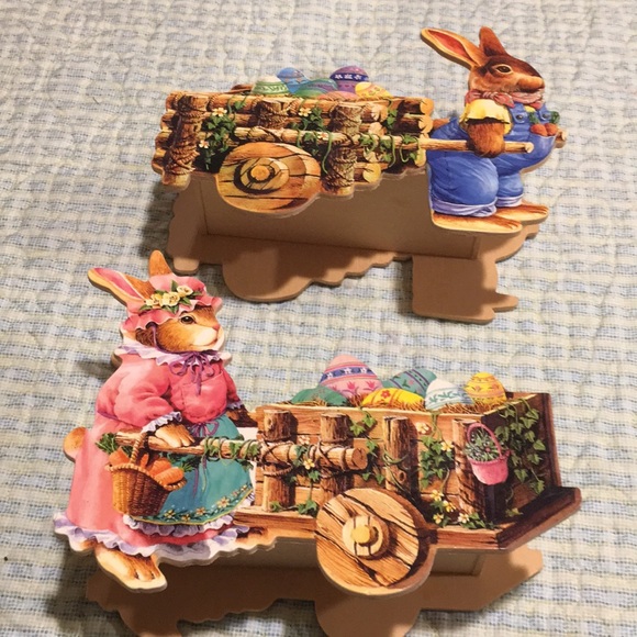 Ruby Lane | Holiday | Easter Egg Carts New Mr Mrs Bunny Wooden Egg ...